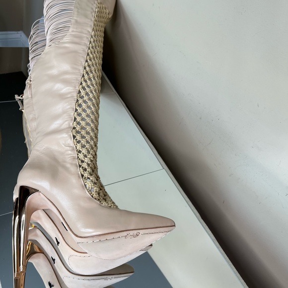 Emily B | Shoes | Emily B Leather Crochet Thigh High Boots | Poshmark